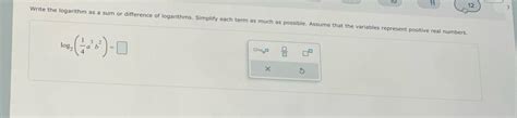 Solved Write The Logarithm As A Sum Or Difference Of