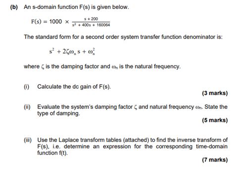 Solved B An S Domain Function Fs Is Given Below Fs