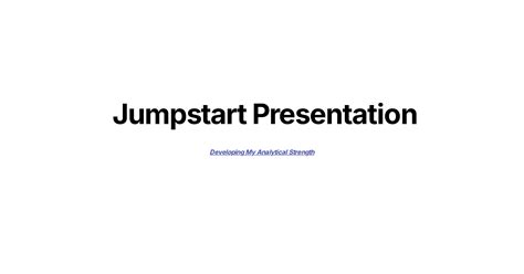 Jumpstart Presentation