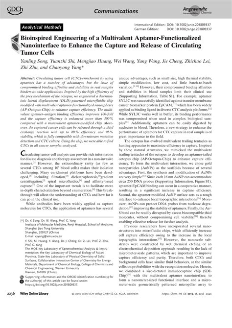 Bioinspired Engineering Of A Multivalent Aptamer‐functionalized Nanointerface To Enhance The