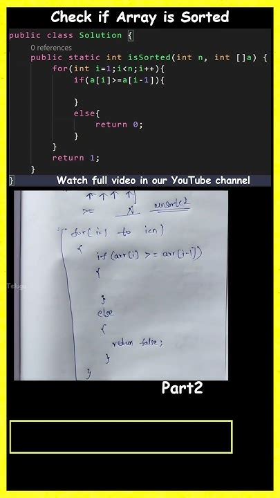 Check If Array Is Sorted Part2 In Java In Telugu Dsa In Telugu Dsa Interviewquestion Coding