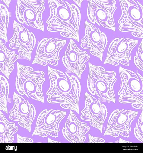 Seamless Pattern Of White Abstract Decorative Elements On A Purple Background Texture Design