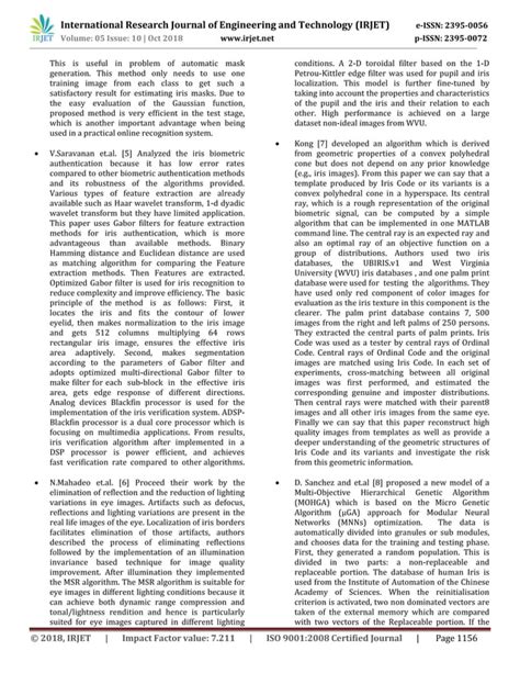 Irjet Survey Of Iris Recognition Techniques Pdf