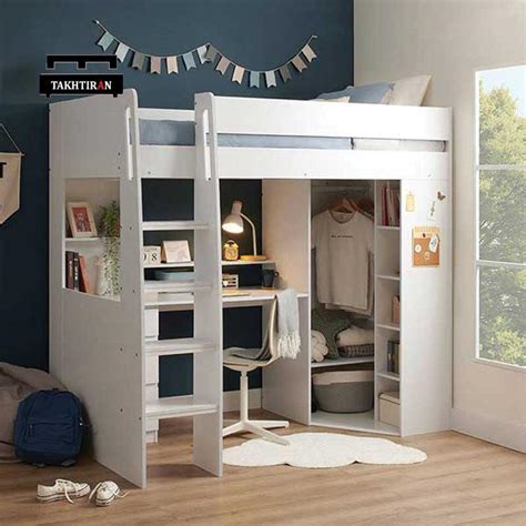 تخت دو طبقه میز تحریر دار پسرانه کیان24ماه ضمانت تختیران