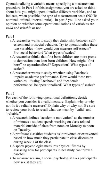 Operationalizing A Variable Means Specifying A