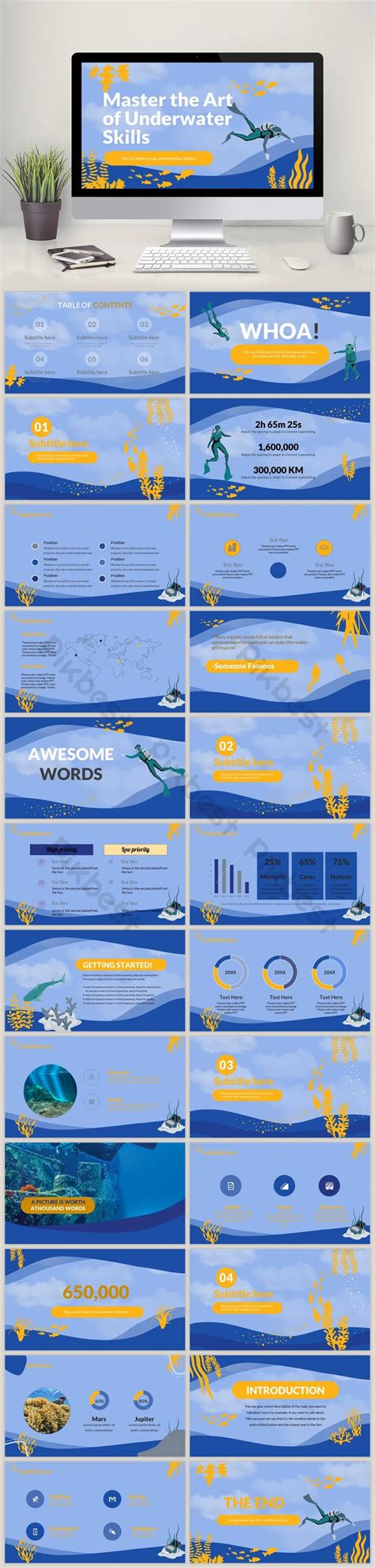 เทมเพลต Powerpoint ครูฝึกสอนว่ายน้ำในร่มสอนผู้ชายในสระ ธีม พื้นหลัง