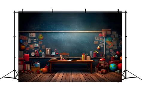 Classroom Blackboard Desk School Supplies Backdrop Rr6 40 Dbackdrop