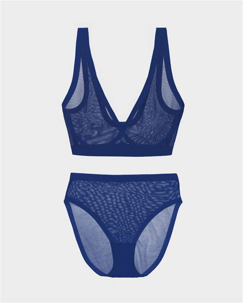 Deep Ocean Sheer Bralette And High Waisted Set Comfortable And Sustainable Lingerie Eby