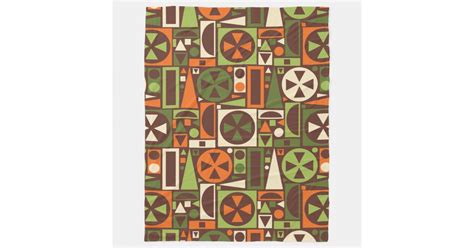 Geometric Retro 50s Mid Century Modern Abstract Fleece Blanket Zazzle