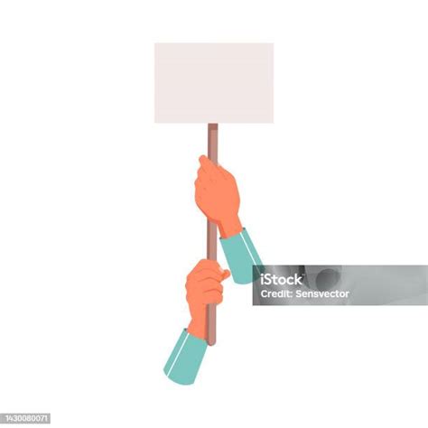 복사 공간 시위를위한 격리 된 빈 배너와 빈 배너가있는 항의 플래 카드 반대 의견과 문제를 보여주고 표현합니다 플랫 만화