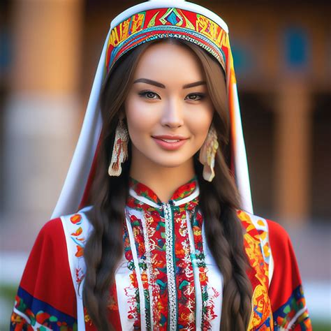 Kyrgyz Beautiful Girl In National Clothes — Image Created In Shedevrum