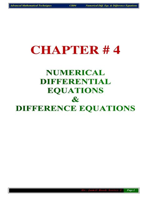 ch 4 numerica differential equations and difference equations pdf equations differential