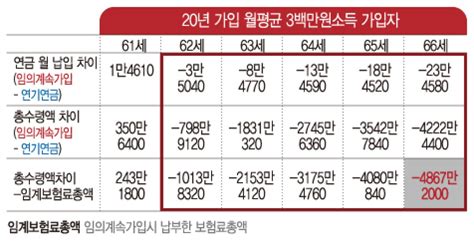 그래픽 국민연금 임의계속가입·연기연금 수급예상액 차이