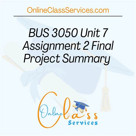 Bus 3050 Unit 7 Assignment 2 Final Project Summary Online Class Services