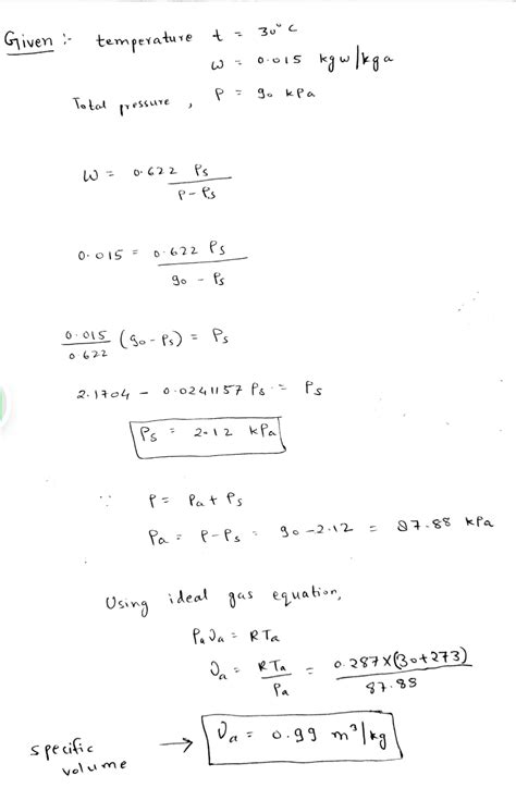 [solved] 1 calculate the specific volume of an air vapor mixture