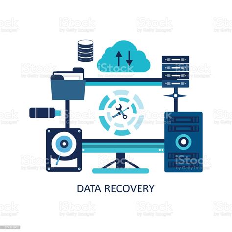 아이콘이 있는 데이터 복구 데이터 백업 복원 및 보안 평면 설계 벡터 Usb 메모리에 대한 스톡 벡터 아트 및 기타 이미지 Usb 메모리 개념 기호 개발 Istock