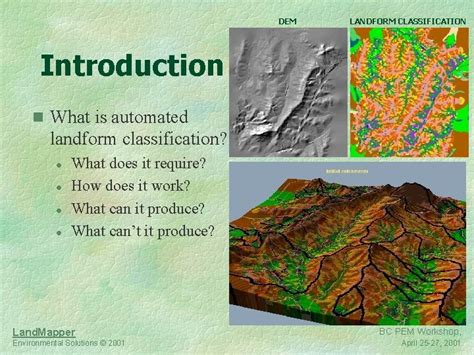 automated landform classification using dems automated classification of