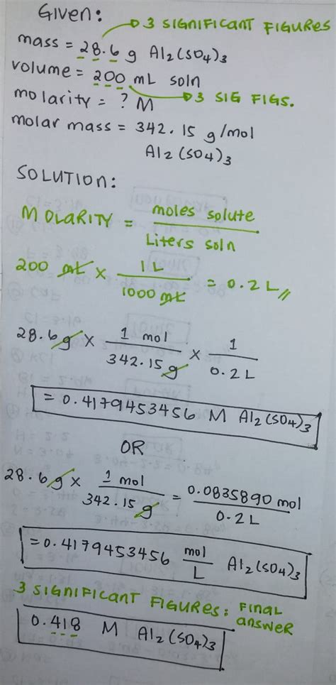 [solved] Show The Calculation Of The Molarity Of A Solution Made By Course Hero