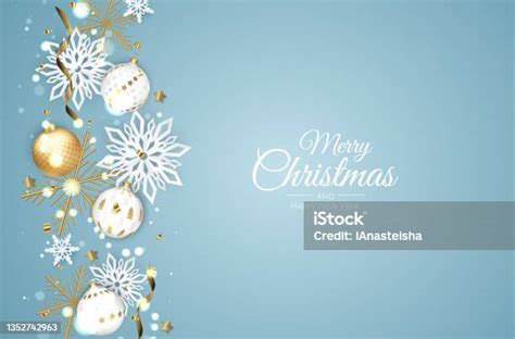 메리 크리스마스와 새해 복 많은 새해 눈송이와 공 디자인과 Xmas 배경 2022년에 대한 스톡 벡터 아트 및 기타 이미지 2022년 겨울 계절 Istock