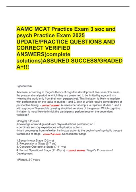Aamc Mcat Practice Exam 3 Soc And Psych Practice Exam 2025 Update Practice Questions And Correct