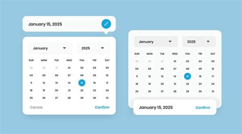 Modern Date Picker Calendar Popup Layout Design With Two Variations For Mobile And Web Interface