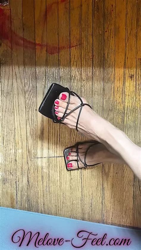 Sexy Asian Small Feet With Red Toe Nail In Open Toes Shoes Feat Melove