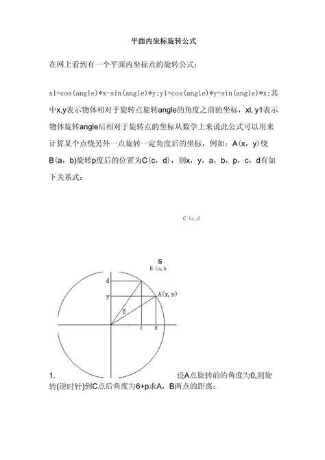 平面内坐标旋转公式 20221222docx 平面内坐标旋转公式 20221222docx
