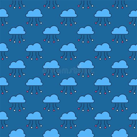 Cloud With Neural Network Data Vector Colored Seamless Pattern Stock Illustration Illustration