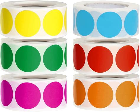 1 Inch Round Color Coding Dot Stickers Removable Adhesive Circle