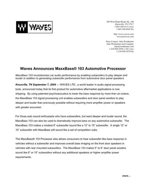 Waves Ships Maxxbass 103 Automotive Processor Waves Ships Maxxbass 103 Automotive Processor