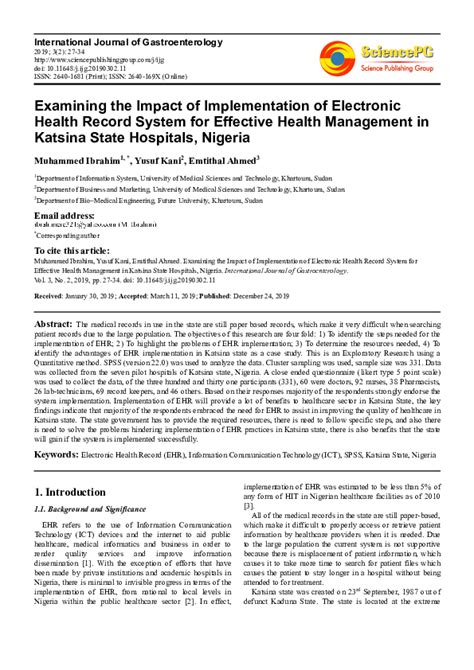 Pdf Examining The Impact Of Implementation Of Electronic Health Record System For Effective