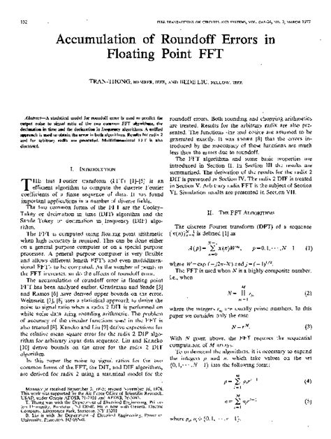 Pdf Accumulation Of Roundoff Errors In Floating Point Fft