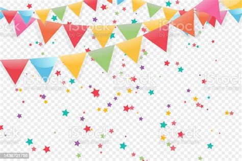 투명한 배경에 다채로운 작은 색종이와 리본이 많이 있습니다 축제 행사 및 파티 다색 배경 투명한 배경에 고립 된 다채로운 밝은 색종이 3차원 형태에 대한 스톡 벡터 아트 및