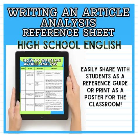 Writing An Article Analysis Reference Sheet Secondary English Tpt