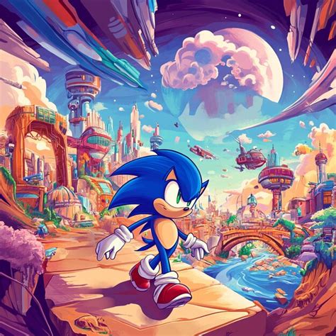 Sonic Cartoon Background Illustration Premium Ai Generated Image