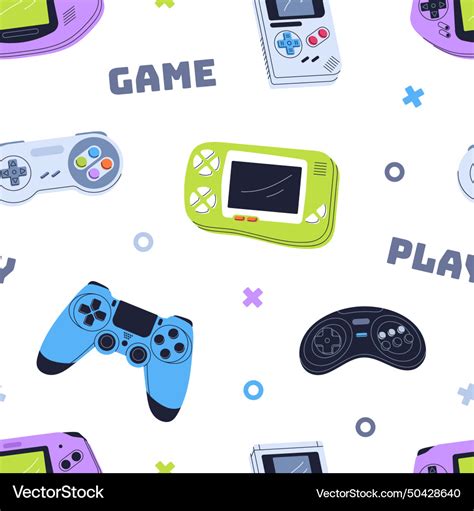game consoles joysticks seamless pattern design vector image