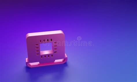 Pink Computer Processor With Microcircuits Cpu Icon Isolated On Purple Blue Background Chip Or