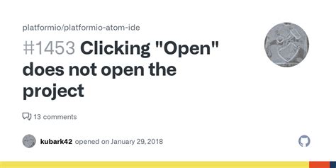 Clicking Open Does Not Open The Project · Issue 1453 · Platformio