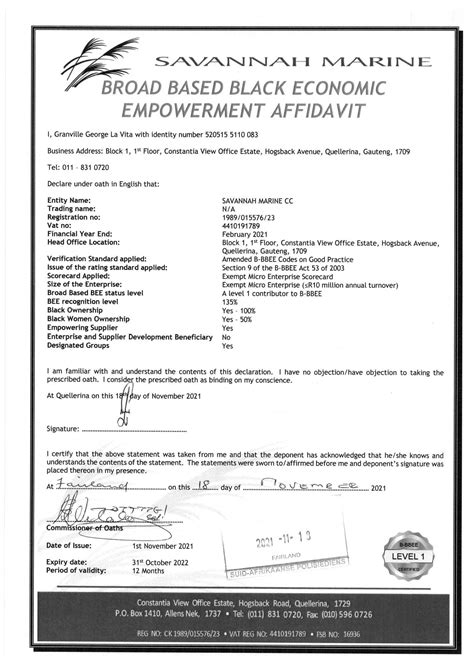 Compliance Documents Savannah Marine