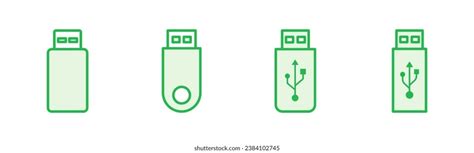 Usb Icon Set Flash Disk Icon Stock Vector Royalty Free 2384102745