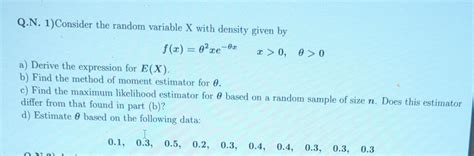 Solved Q N Consider The Random Variable X With Density Chegg