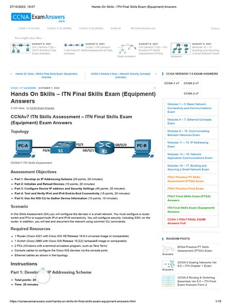 Hands On Skills Itn Final Skills Exam Equipment Answers Pdf I Pv6 Ip Address