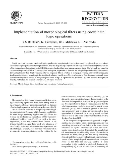 Pdf Implementation Of Morphological Filters Using Coordinate Logic