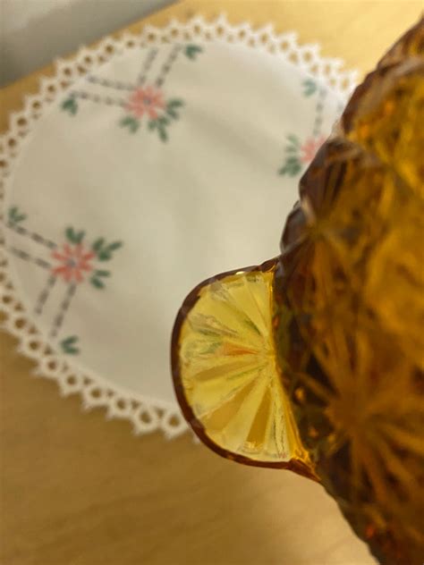 Vintage Amber Glass Daisy And Button Footed Oval Dish Bowl Etsy
