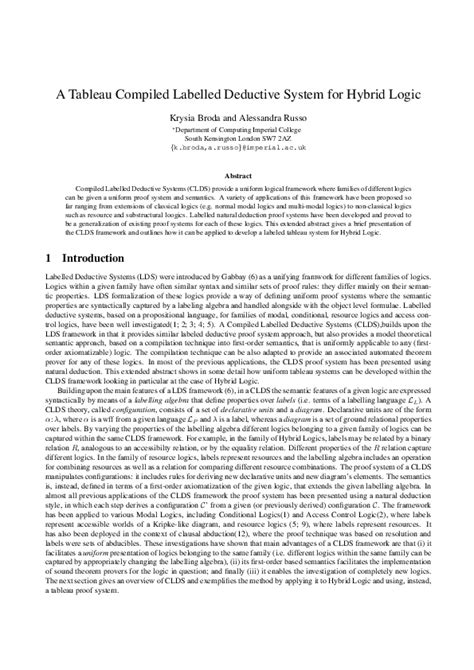 Pdf A Tableau Compiled Labelled Deductive System For Hybrid Logic