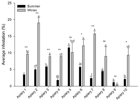 Infestation Rate Of Varroa Destructor In Adult Bees From The Different