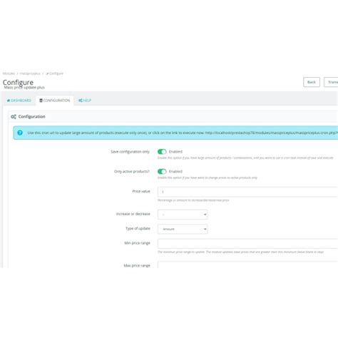 Mass Price Update Plus Prestashop Module
