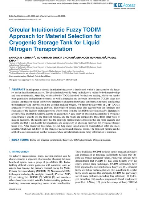 Pdf Circular Intuitionistic Fuzzy Todim Approach For Material Selection For Cryogenic Storage