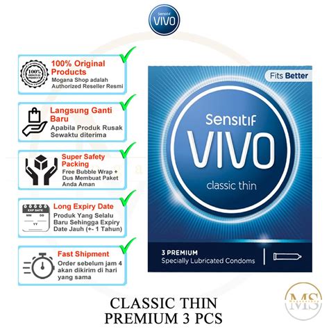 Jual Vivo Classic Thin Kondom Kontrasepsi Polos Shopee Indonesia