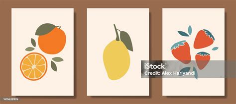 벽 장식 벡터 세트 파스텔 색상의 과일의 추상적 인 예술 이미지 벡터 일러스트 레이 션 감귤류 과일에 대한 스톡 벡터 아트 및 기타 이미지 감귤류 과일 개념 개념과